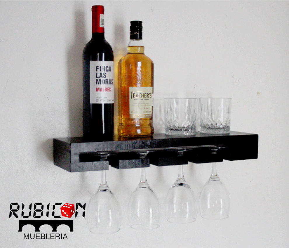 Porta vinos y copas flotante cava de madera mod. Smile – Rubicon Mueblería